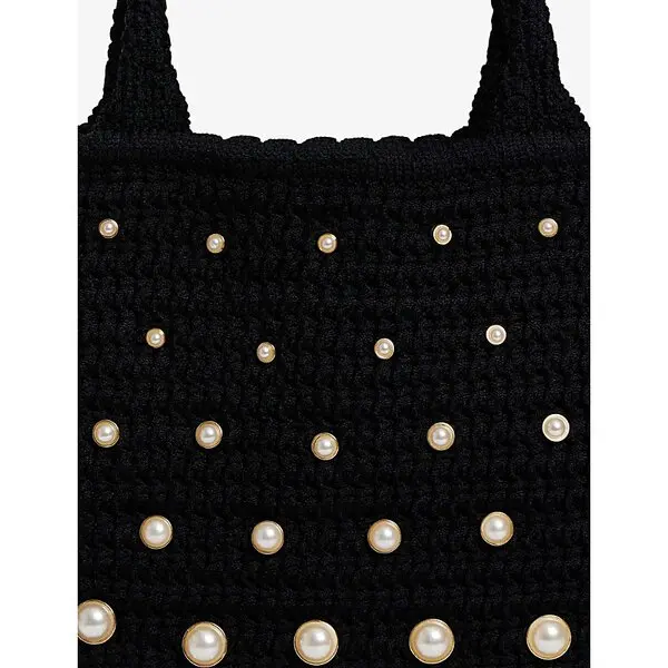 Sandro Embellished Crochet Tote Bag - Black