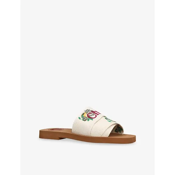 Chloé Woody Embroidered Linen-blend Sandals - Yellow