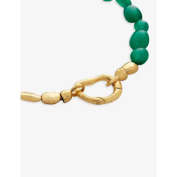Monica Vinader 18ct Yellow -plated Vermeil Sterling Silver And Green Onyx Beaded Bracelet