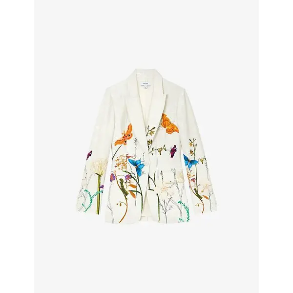REISS X New York Botanical Garden Frankie Woven Blazer - Ivory