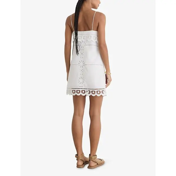 REISS Toni Cutwork Lace Cotton Mini Dress