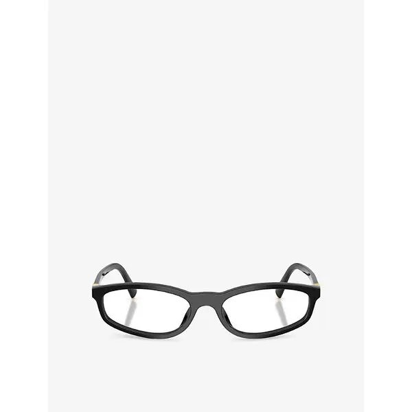 Miu Miu Oval-frame Acetate Eyeglasses With Gold-tone Trim - Black