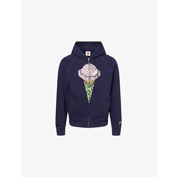 ICECREAM Cone Graphic Zip-up Cotton Hoodie