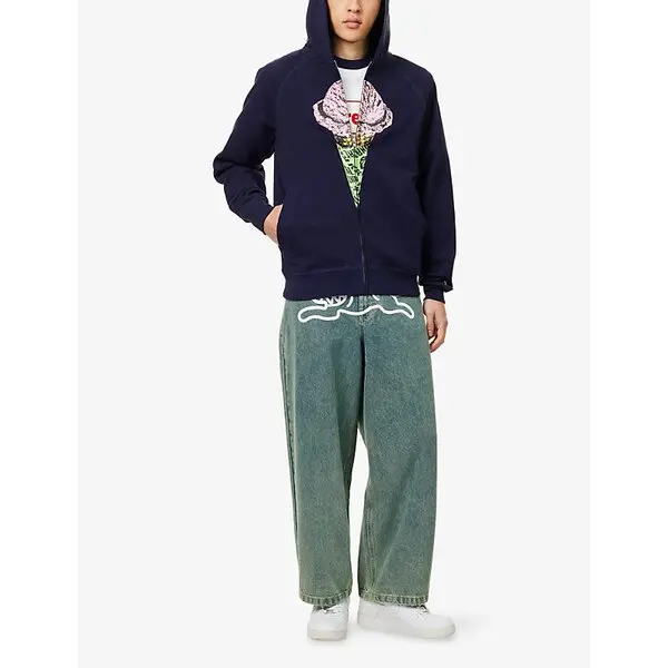 ICECREAM Cone Graphic Zip-up Cotton Hoodie