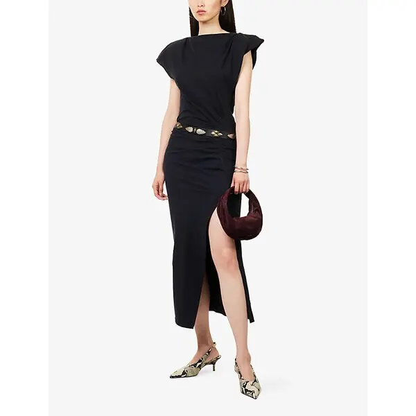 Isabel Marant Étoile Draped Jersey Midi Dress - Black