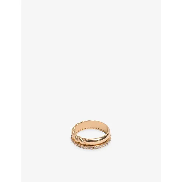 Maje Twisted Rhinestone Brass Ring