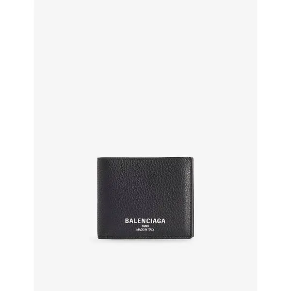 Balenciaga Credit Square Folded Leather Wallet - Black