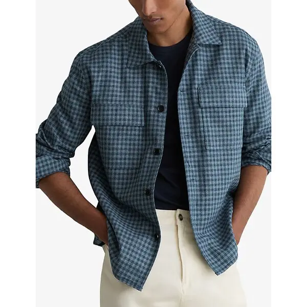 REISS Sever Checked Cotton And Linen Shirt