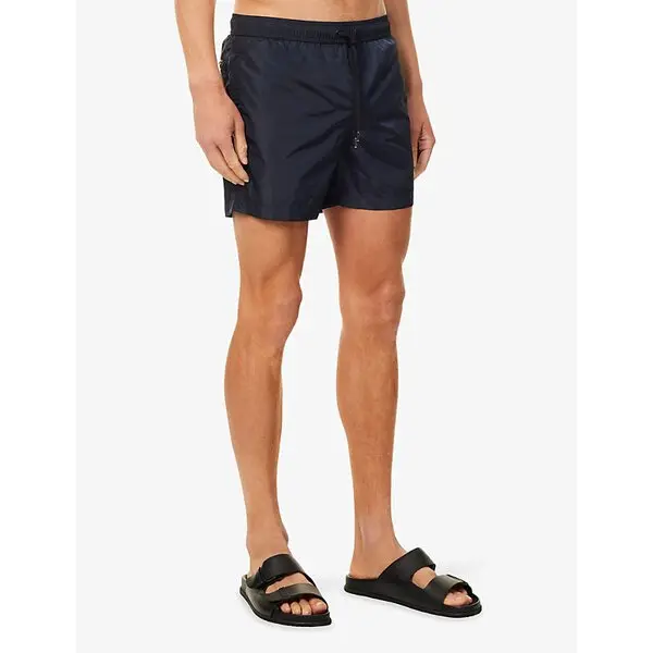 Moncler Swim Shorts With Brand Badge - Navy