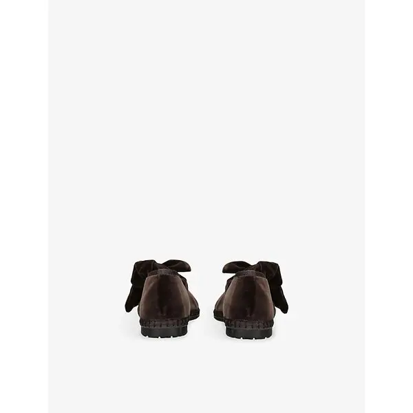 FLABELUS Lyra Truffle Velvet Slippers With Bow Detailing