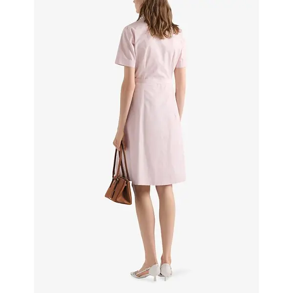 Prada Embroidered Collar Cotton Poplin Shirt Dress