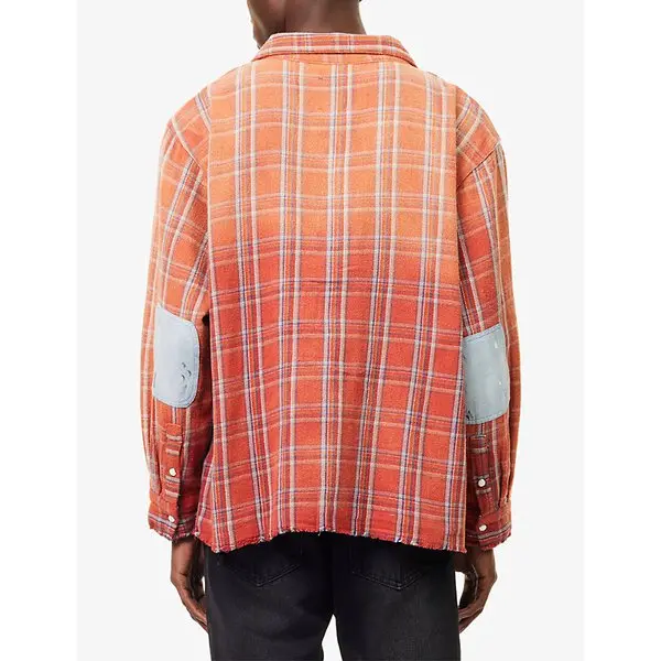 FOUND Plaid Patch-pocket Denim Shirt