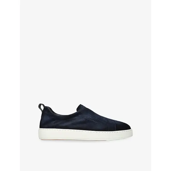 Santoni Victory Unlined Suede Trainers - Navy