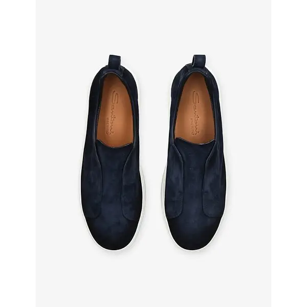 Santoni Victory Unlined Suede Trainers - Navy