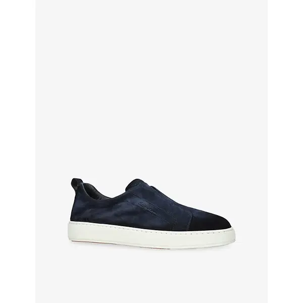 Santoni Victory Unlined Suede Trainers - Navy