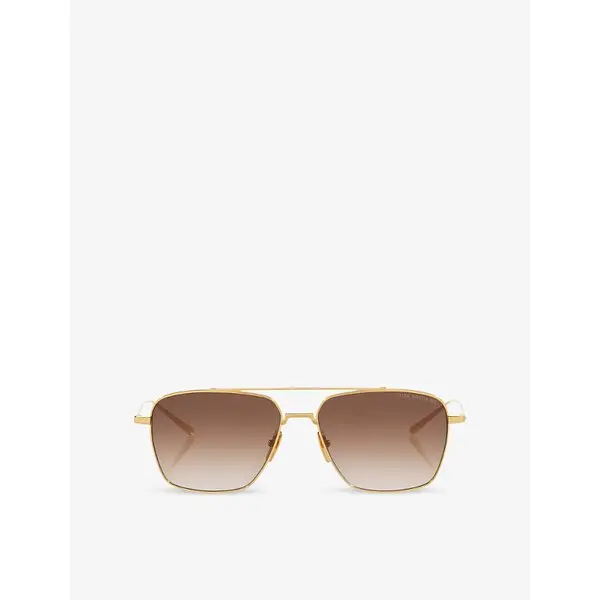 Dita Square Frame Metal Sunglasses - Gold
