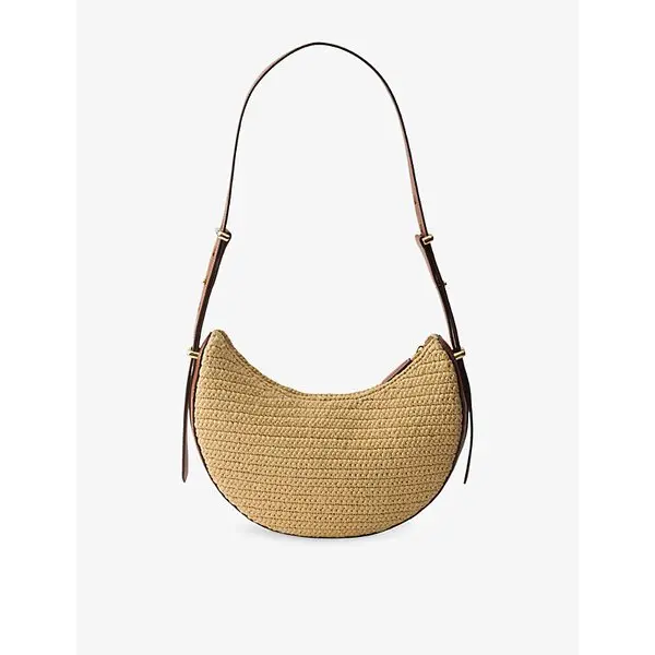 Prada Small Raffia And Leather Shoulder Bag - Neutral