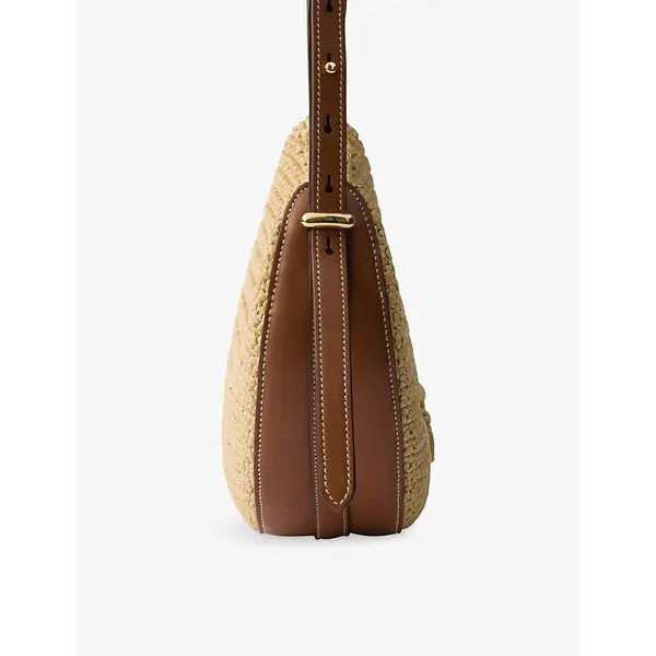 Prada Small Raffia And Leather Shoulder Bag - Neutral