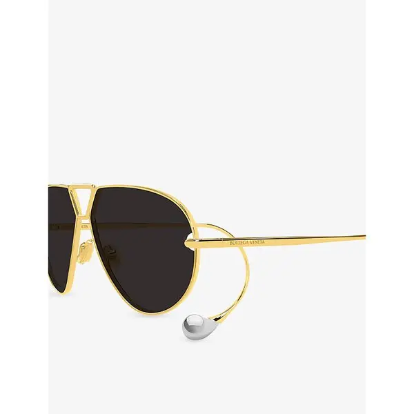 Bottega Veneta Aviator Metal Sunglasses
