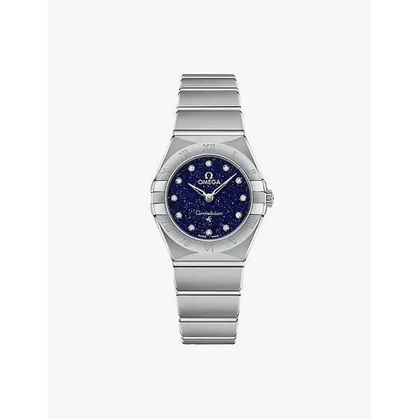 Omega Constellation Stainless Steel And Diamond Quartz Watch - Blue