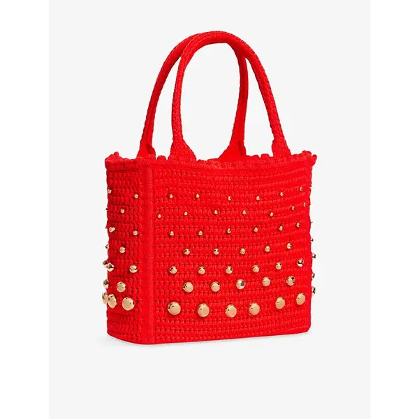 Sandro Stud-embellished Crochet Tote Bag - Red