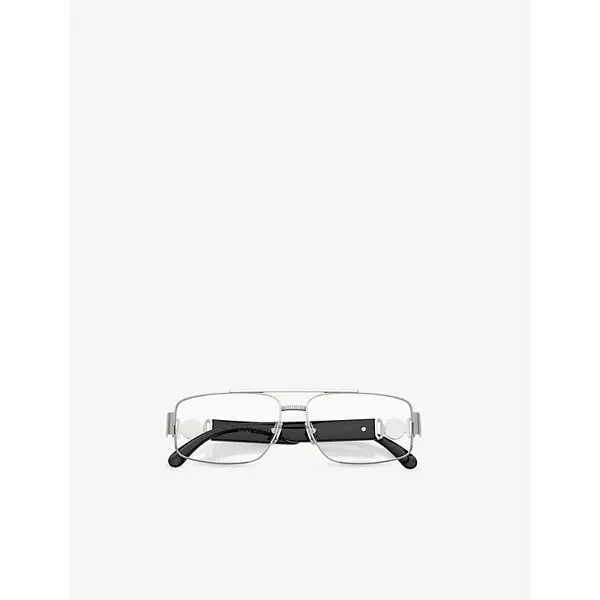 Versace Rectangle Metal Eyeglasses - Silver