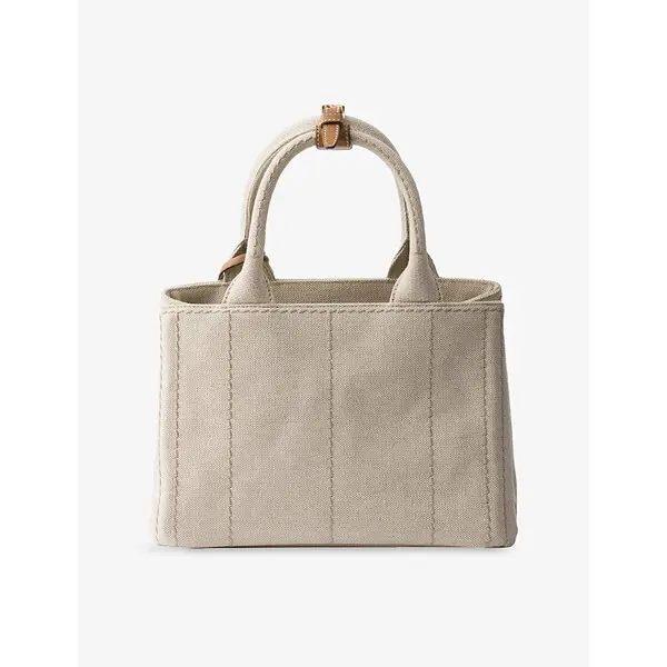 Prada Small Cotton Canvas Jardinière Bag - Neutral