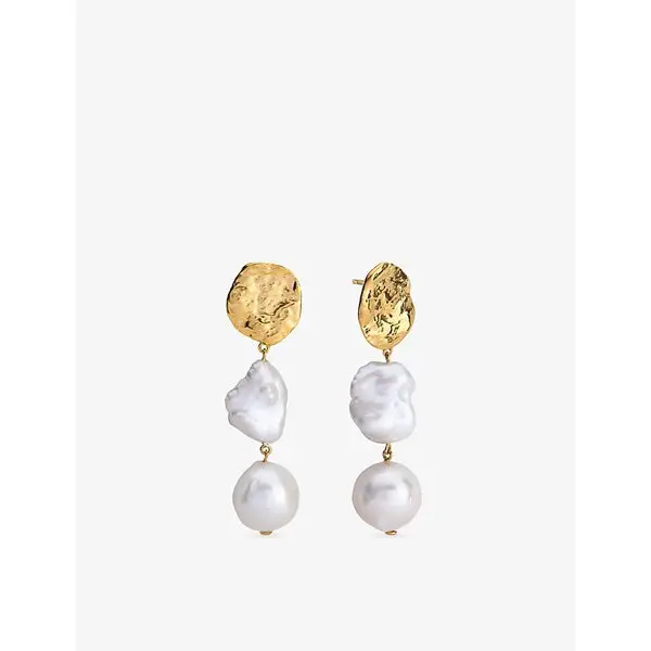 Monica Vinader 18ct Yellow Vermeil And Multi Pearl Drop Earrings - Gold