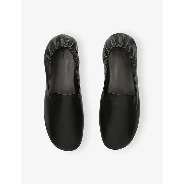 THE ROW Casa Leather Slipper - Black