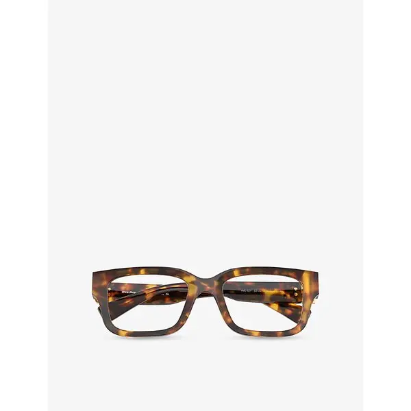 Miu Miu Square Frame Acetate Eyeglasses - Brown