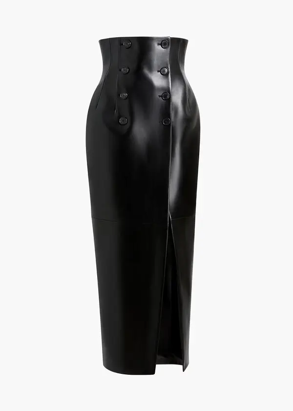 Khaite Luiza Leather Skirt - Black