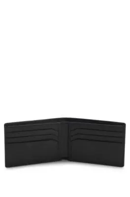 Hugo Leather Bifold Wallet With Metallic Logo Lettering