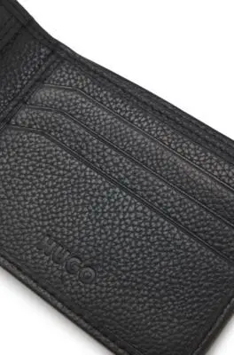 Hugo Leather Bifold Wallet With Metallic Logo Lettering