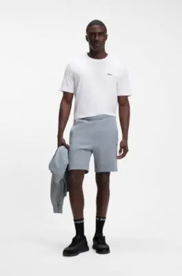 BOSS Logo-embroidered Shorts In Cotton-blend Pique Jersey