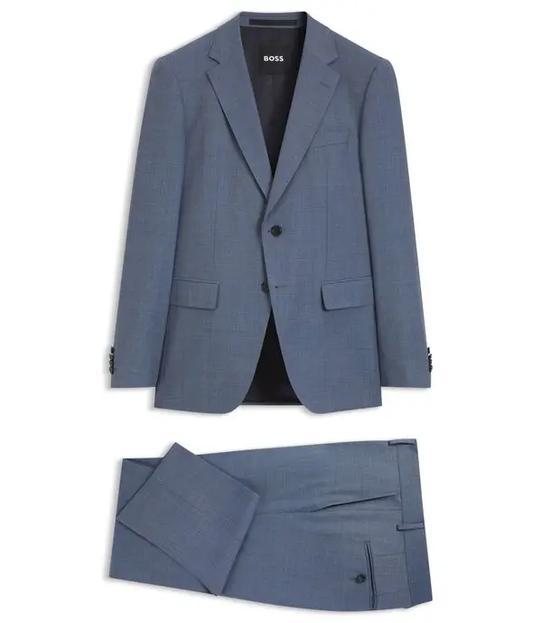 BOSS Two-piece Slim-fit Suit In Patterned Stretch Wool