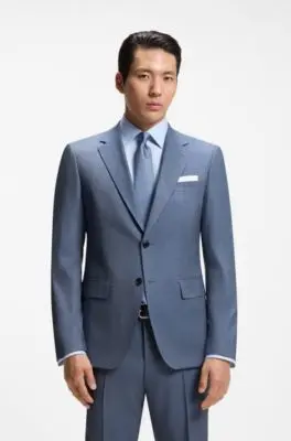 BOSS Two-piece Slim-fit Suit In Patterned Stretch Wool
