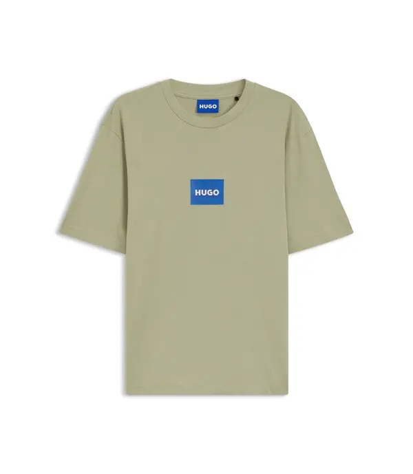 Hugo Logo-print T-shirt In Cotton Jersey - Beige