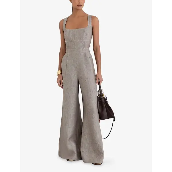 REISS Flora Wide-leg Linen Jumpsuit