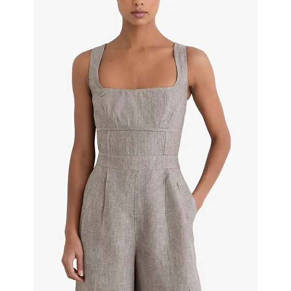 REISS Flora Wide-leg Linen Jumpsuit