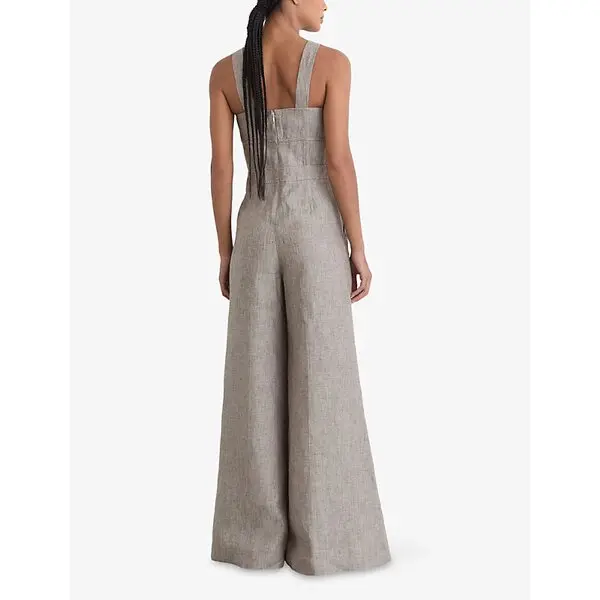 REISS Flora Wide-leg Linen Jumpsuit