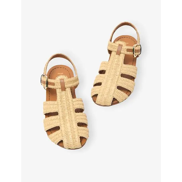 Maje Flat Strap Woven Raffia Fisherman Sandals