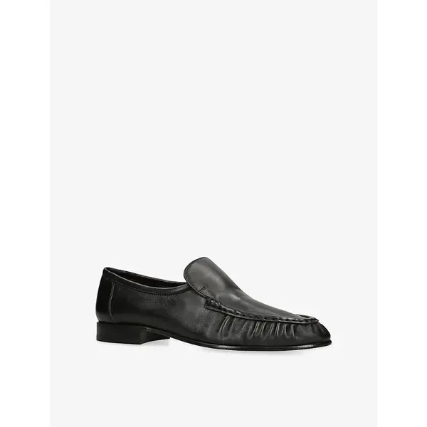 THE ROW Soft Moccasin Two Leather Loafers - Black