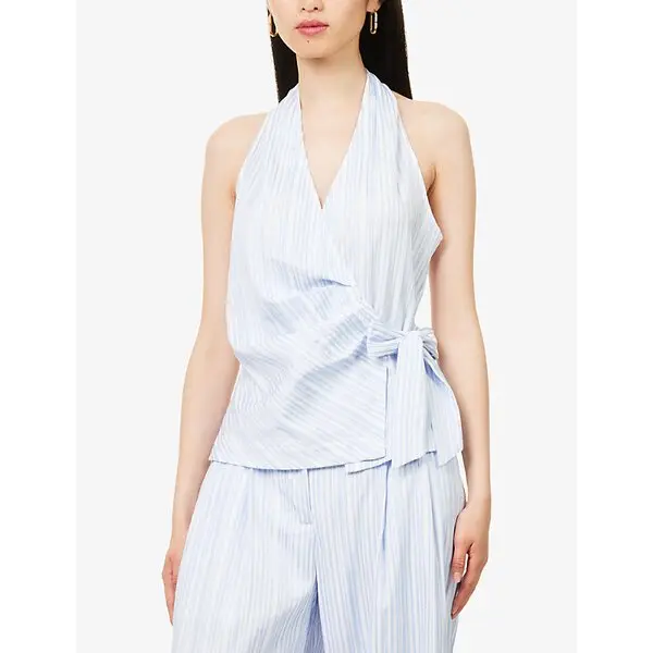 Simkhai Bria Striped Halterneck Woven Top