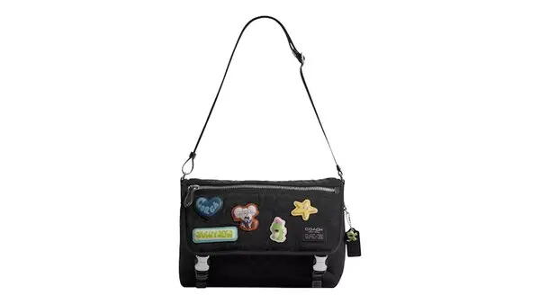 COACH X Brain Dead Lane Messenger In Signature Nylon With Patches - Black