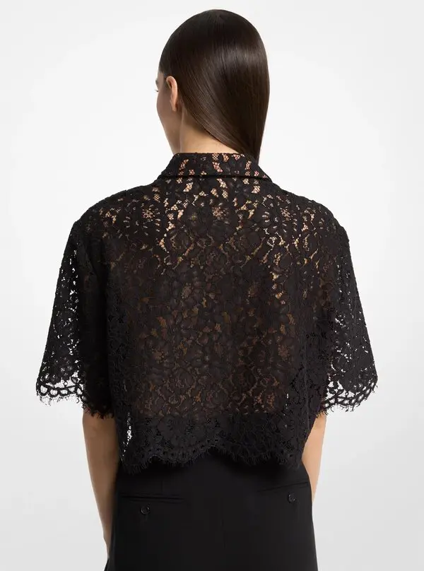 Michael Kors Floral Corded Lace Cropped Shirt
