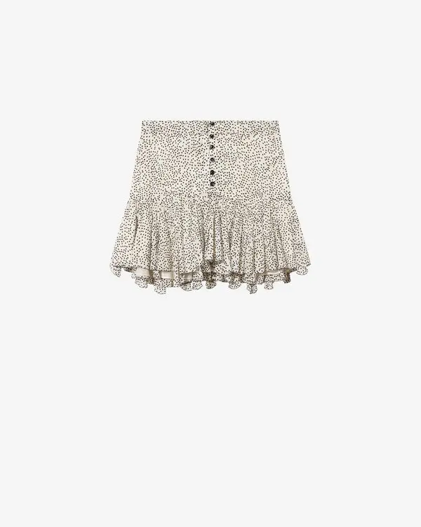 MARANT ETOILE Daneen Polka Dot Cotton Voile Skirt - Ecru/black