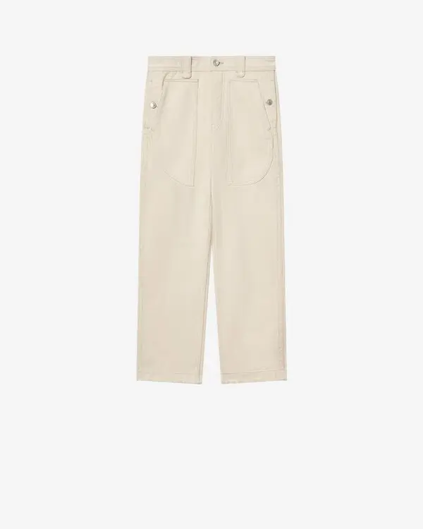 ETOILE Ermina Cotton Twill Pants With Raw Edge Hem - Ecru