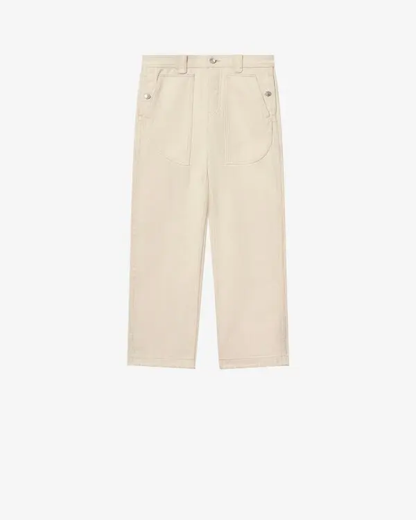ETOILE Ermina Cotton Twill Pants With Raw Edge Hem - Ecru