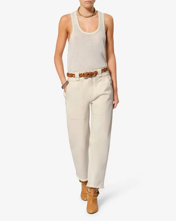 ETOILE Ermina Cotton Twill Pants With Raw Edge Hem - Ecru