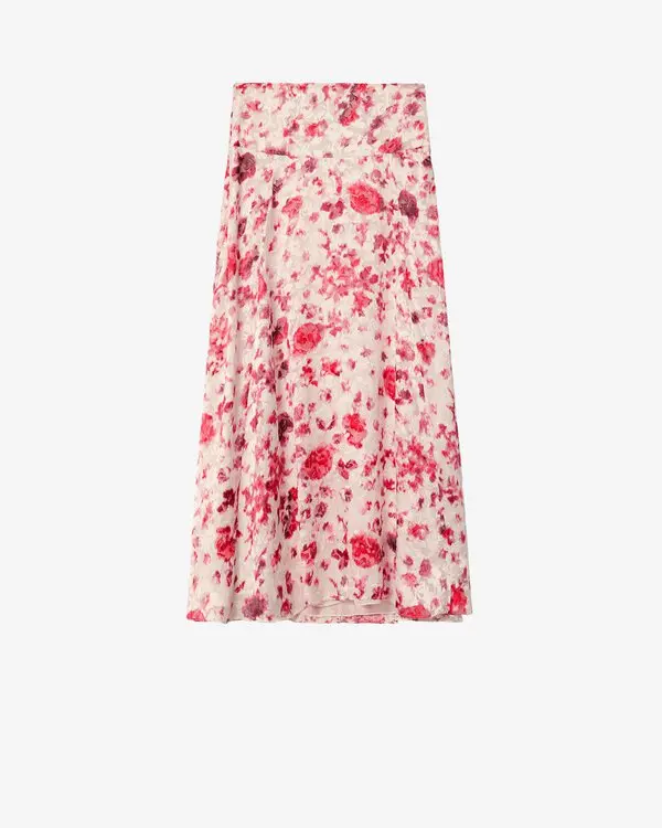 Isabel Marant Étoile Hilza Printed Devoré Silk Georgette Maxi Skirt - Ecru/pink